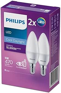 Philips 5 Watt 470 Lumens Globe Cool Daylight LED Candle Light Bulb ...