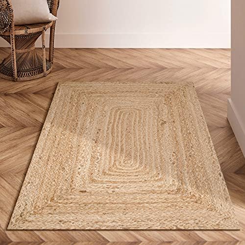 Amazon.com: Hausattire Jute Woven Rug 2'x3' - Natural, Hand Braided ...