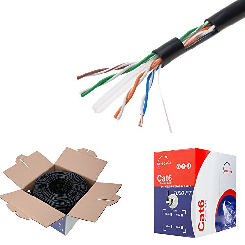 Black CAT6 1000ft UTP Solid Cable 550Mhz Ethernet LAN Cable 23AWG RJ45 ...
