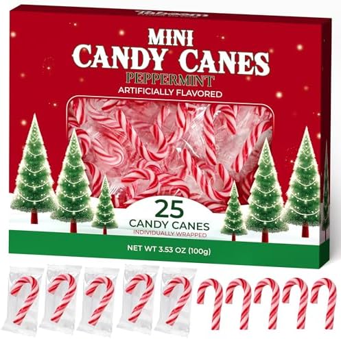 Amazon.com: Mini Candy Cane Individually Wrapped 25 Pack - Small ...