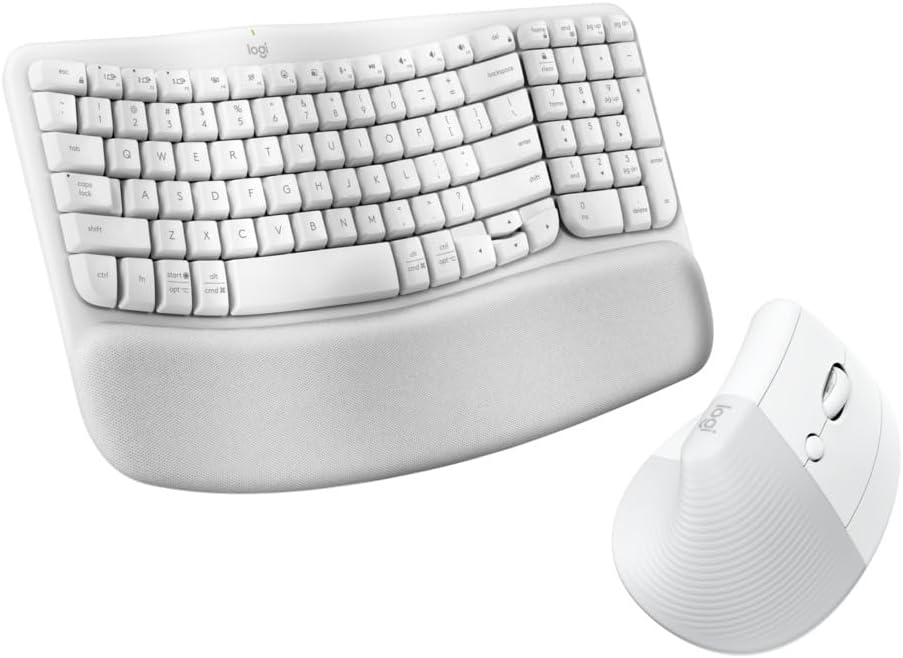 Logitech Wave Keys & Lift Vertical Mouse Ergonomic Bundle