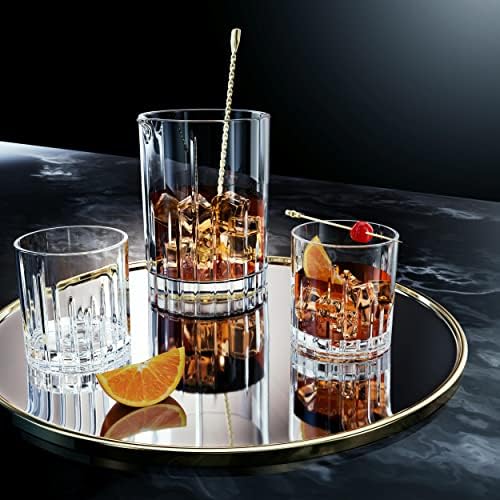 Amazon.com | LEMONSODA Crystal Old Fashiond Spinning Glasses 7 Piece ...