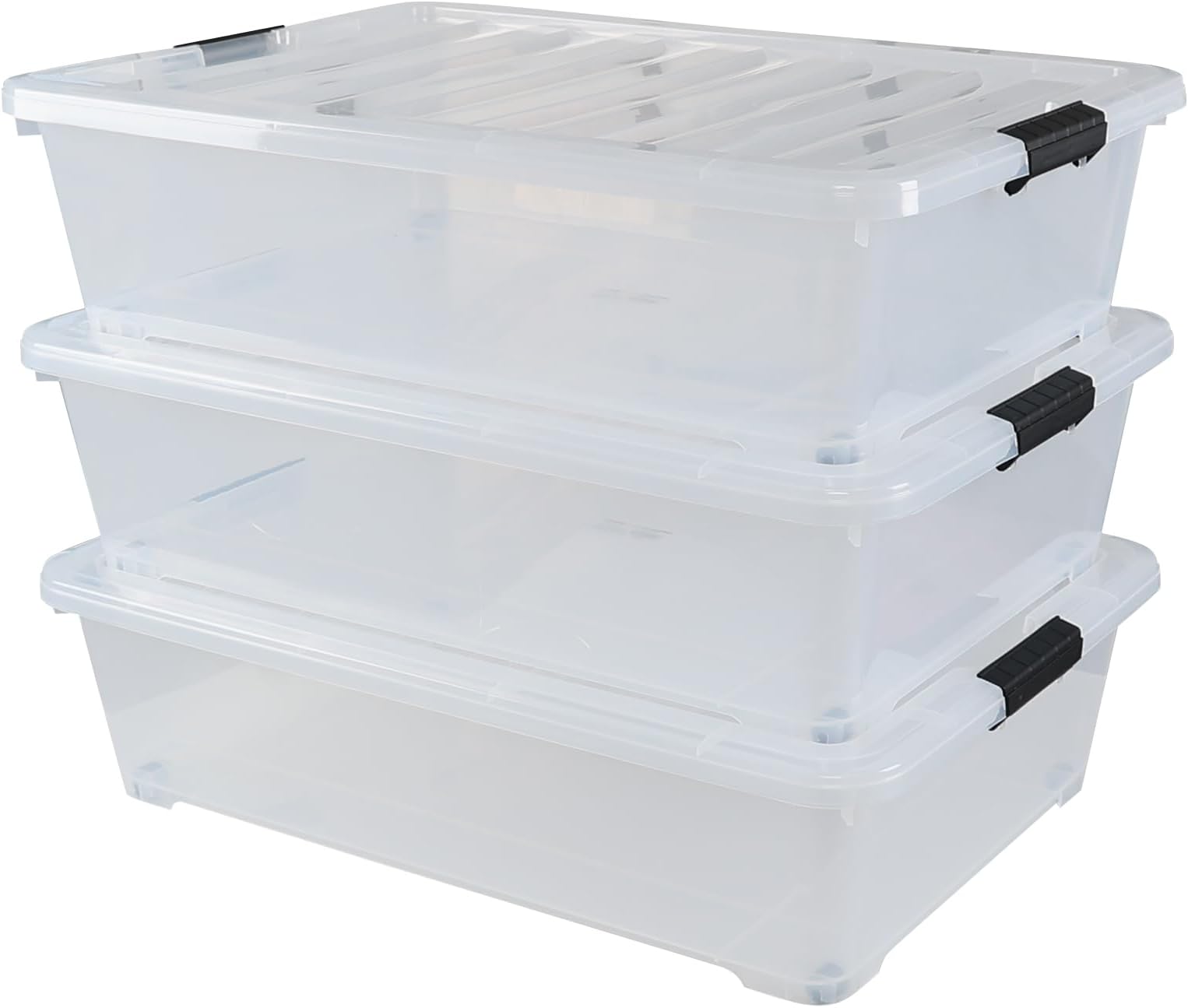 Amazon.com: DynkoNA 50 Quart Large Shallow Storage Box with Wheels ...