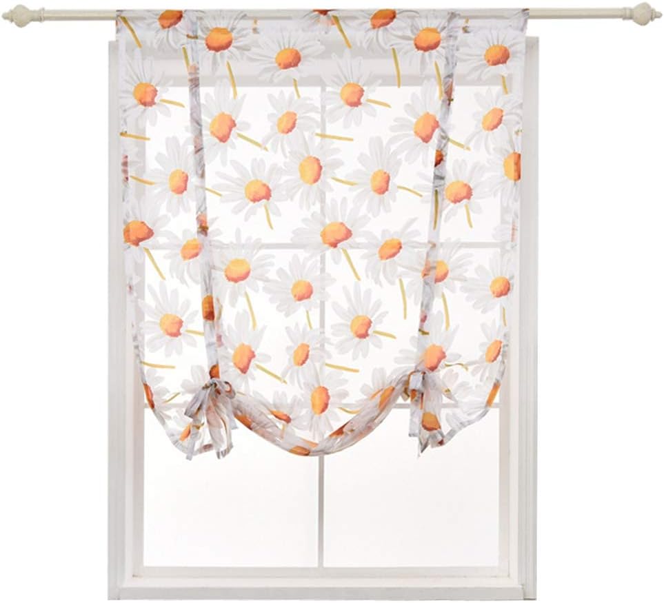 Amazon.com: LivebyCare Flower Burnout Printing Sheer Roman Shade Small ...