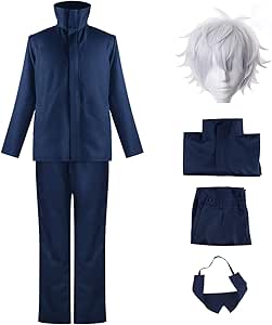YEAJION Gojo Satoru Cosplay Costume avec Perruque Jujutsu Kaisen ...