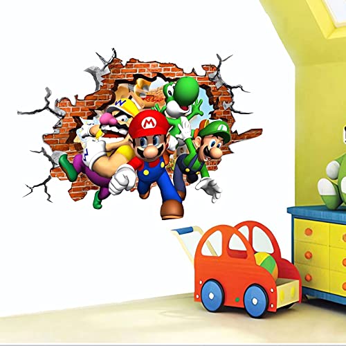 3D Mario Cartoon Wallpaper Wall Decals Sticker for Kids Bedroom,Kids ...