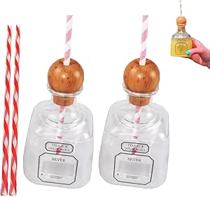 Amazon.com: Patron Reusable Straw Cups, Acrylic Liquor Bottle Clear Cup ...