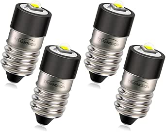 Ruiandsion 4pcs E10 LED Flashlight Bulbs 1-9V Miniature Screw Indicator ...