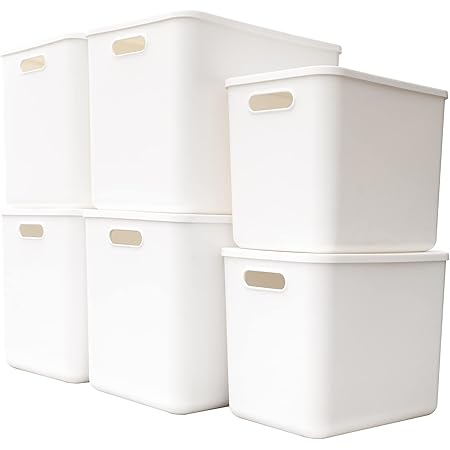 Amazon.com: Yishyfier Plastic Storage Baskets Bins Boxes With Lids,Organizing Container White ...