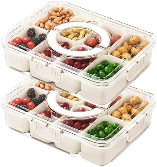 Amazon.com | Divided Serving Tray with Lid and Handle,Portable Snackle ...