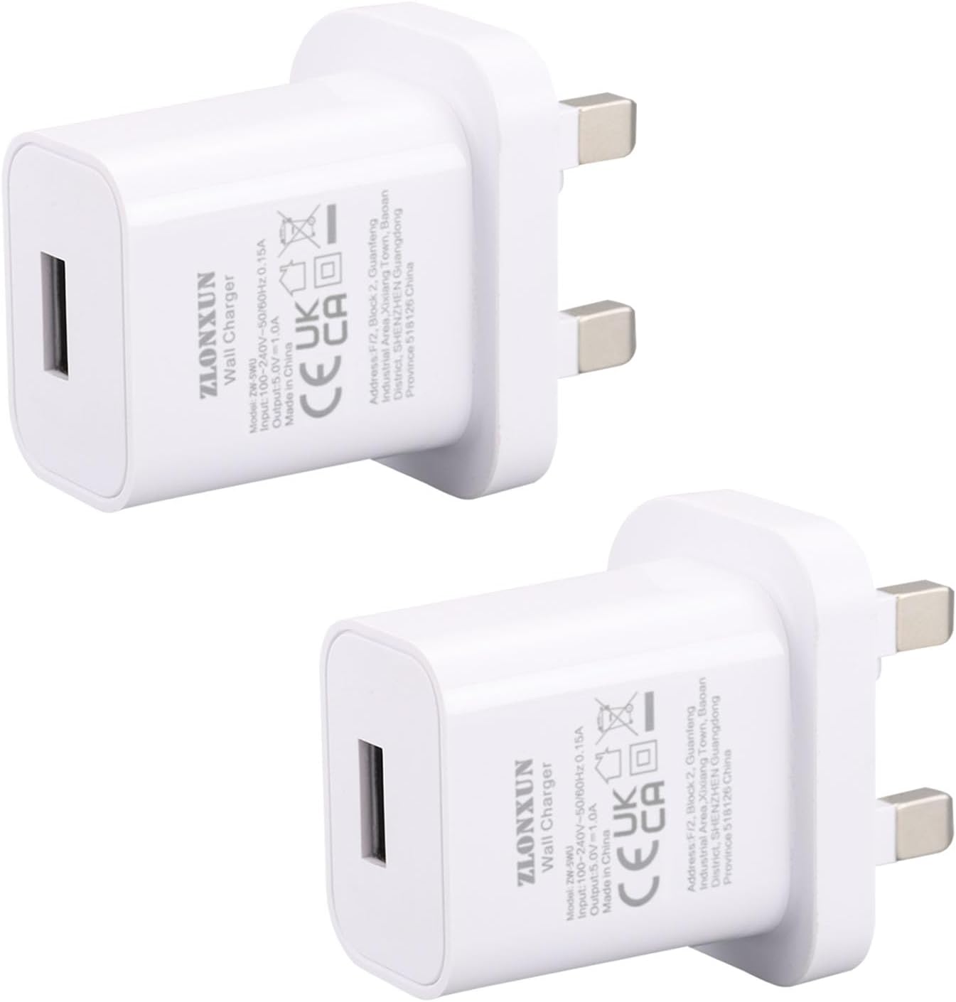 5V 1A 5W Black USB Charger, UK Usb Plug, USB-A Output, 100V-240V Input, for Phone, Tablet ...