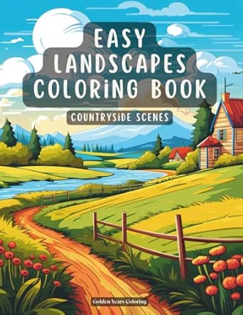 Amazon.com: Easy Landscape Coloring Book for Adults – Countryside ...