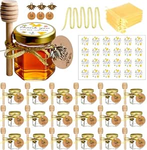 Amazon.com: Ahhute Honey Jar, Mini Honey Jars with Dipper, Glass Honey Pot Baby Shower Favors ...