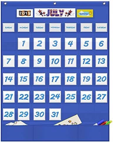 Amazon.com: Eamay Classroom Monthly Calendar Pocket Chart with 43 ...