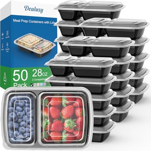 Amazon.com: Dealusy 50 Pack (100-Piece) 28 oz Meal Prep Containers ...