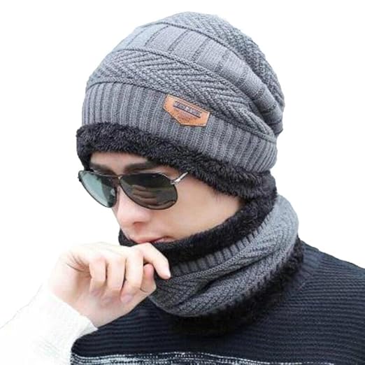 Buy HUNTSMANS ERA Winter Woolen Cap with Neck Scarf for Men and Women ...