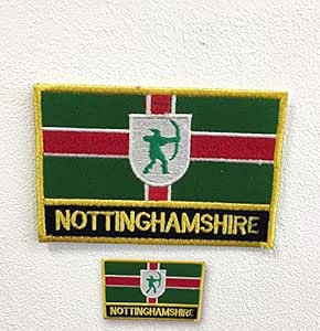 Nottinghamshire UK County Flags Badges Iron Sew on Embroidered Patch Small | Large (Small ...
