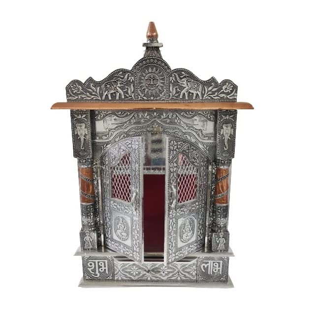 Wooden Temple for Home | with Door | puja/Pooja mandir for Home | Large ...