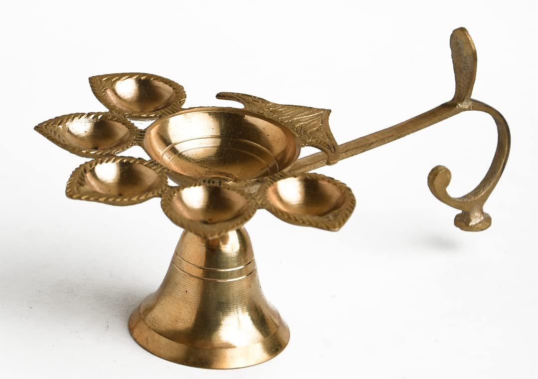 Buy ALODIE - Panch Pradip | Brass Pancha Deepam | Panchmukhi Diya Stand ...