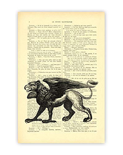 Amazon.com: Griffon wall art Griffin book page artwork Mythical animal ...
