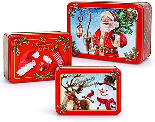 Amazon.com: Uiifan 12 Pcs Christmas Cookie Tins with Lids Large ...