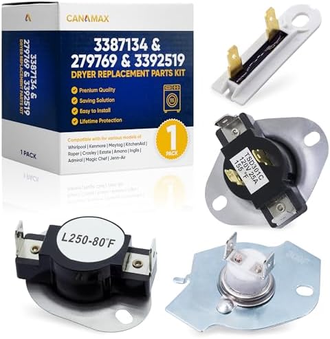 Amazon.com: 279769 Dryer Thermal Cut-Off Kit, 3387134 Dryer Thermostat ...