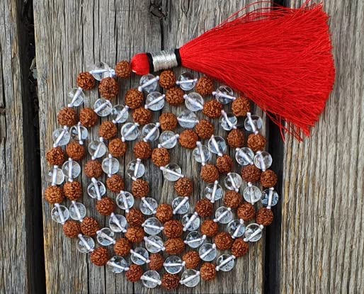 Gemstone King Genuine Nepali Sphatik Rudraksha Quartz Mala 108+1 Beads ...