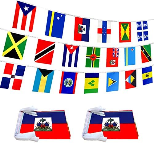 Amazon.com: LoveVC 2 Set 20 Caribbean Countries Flags Banner String,60 ...