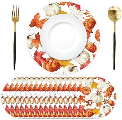 Amazon.com: Whaline 50Pcs Fall Paper Place Mats Maple Leaves Pumpkin ...