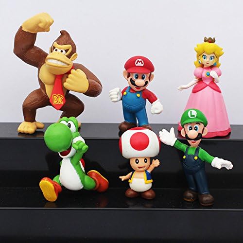 Amazon.com: Popco Super Mario Set of 6 Mini Figure Mario, Peach, Toad ...
