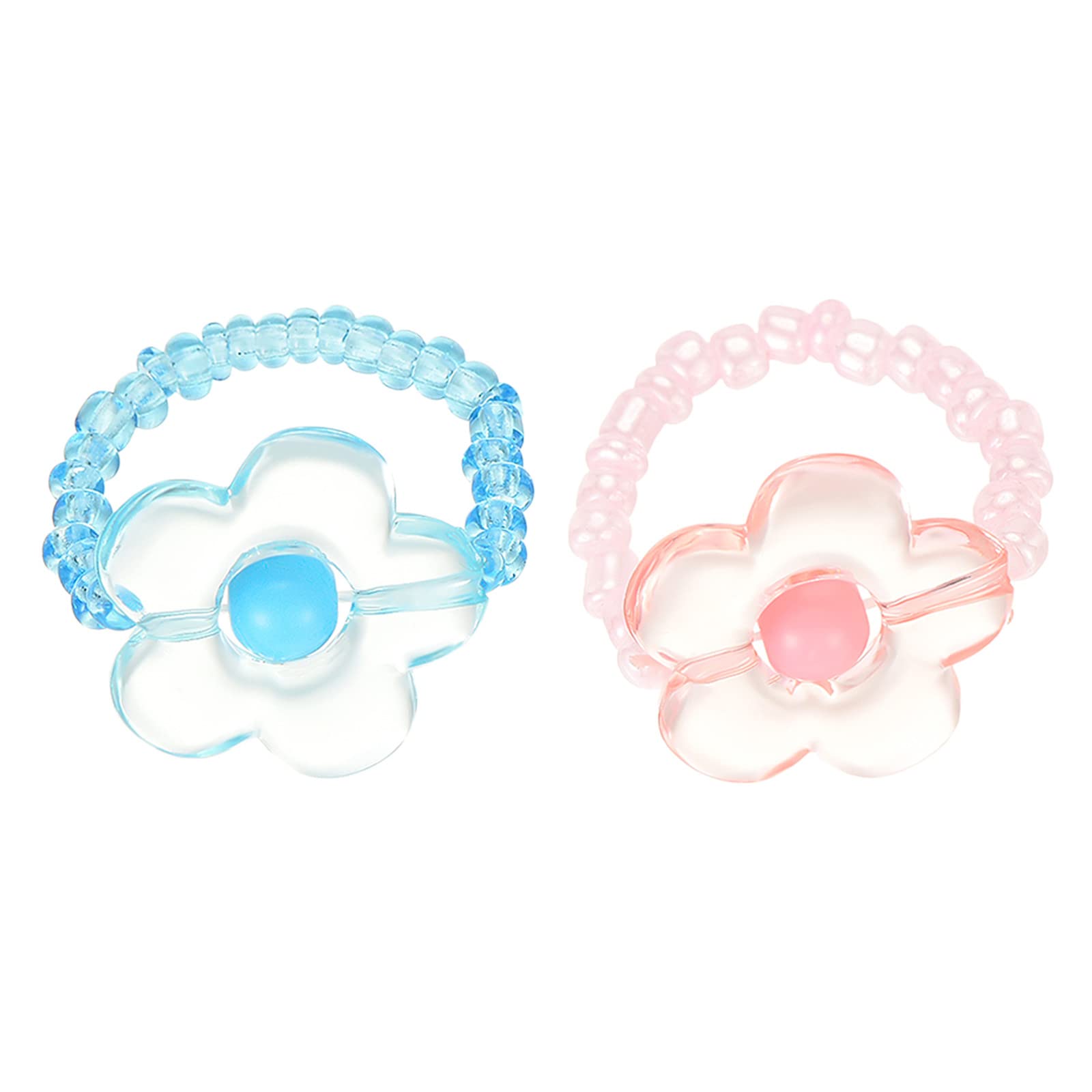 Women's Adjustable Rings, Beaded Flower Rings Set Daisy Cute Vintage ...