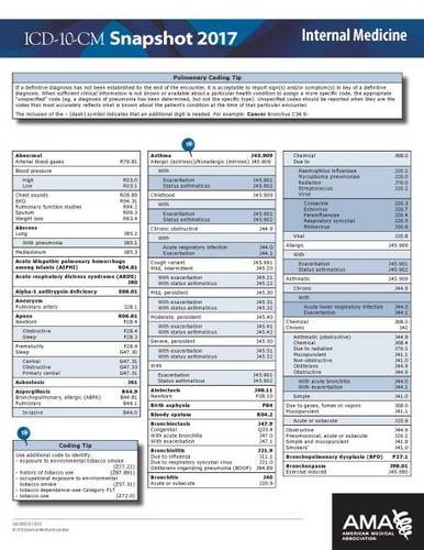Amazon | ICD-10 2017 Snapshot Coding Card Internal Medicine (ICD-10-CM ...