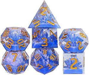Amazon.com: Dwarven Ocean Blue Ore Sharp DND Dice Set with Leather Dice ...