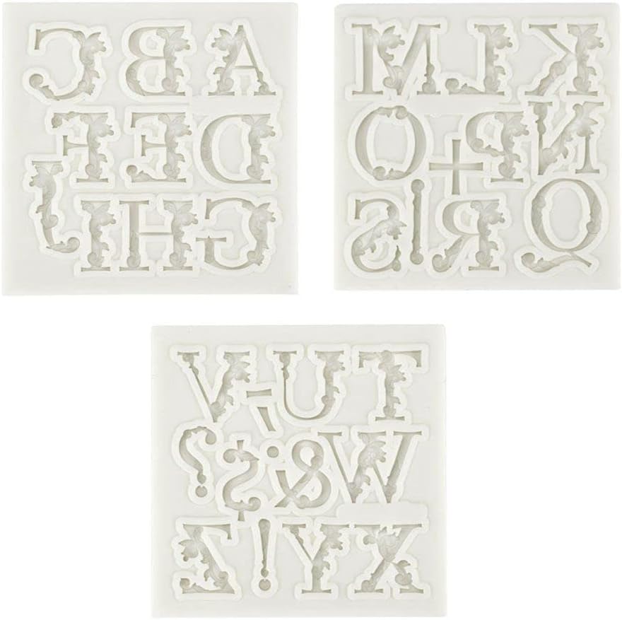 Amazon.com: MinLia 3Pcs Alphabet Letter Silicone Fondant Mould Gummy ...