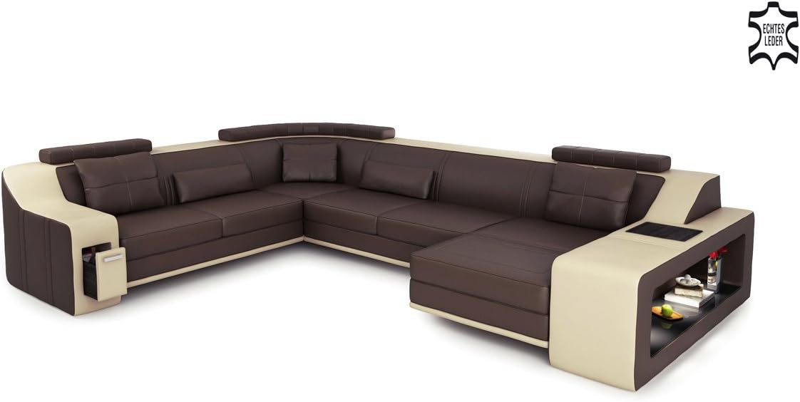 Bullhoff by Giovanni Capellini Leder Couch Sofa braun/beige U-Form XXL ...