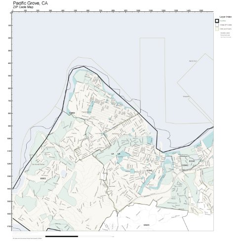 ZIP Code Wall Map of Pacific Grove, CA ZIP Code Map Laminated: Amazon ...
