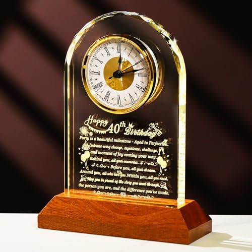 Amazon.com: Arikyrist Happy 40th Birthday Glass Clock Gifts for Women ...