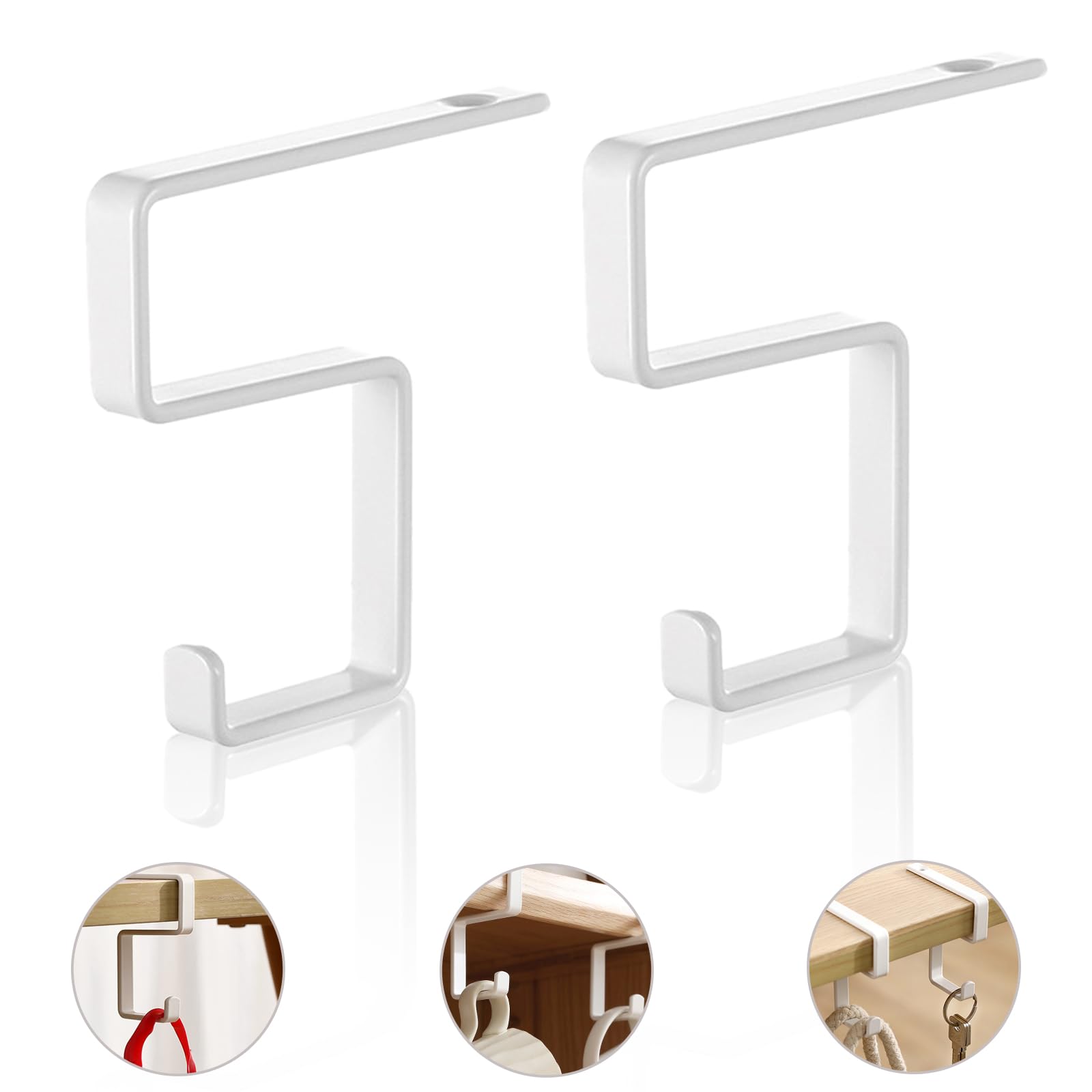 Kwude 2-Pack Aluminium Alloy Nail-Free Hooks for Student Desks, Multi ...