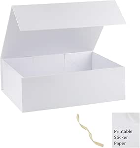 Amazon.com: MUMUPACK White Large Gift Boxes With Lids Includes Ribbon ...