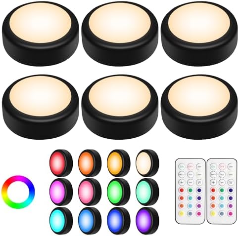 Alivation Puck Lights with Remote Control, LED Under Cabinet Lighting ...