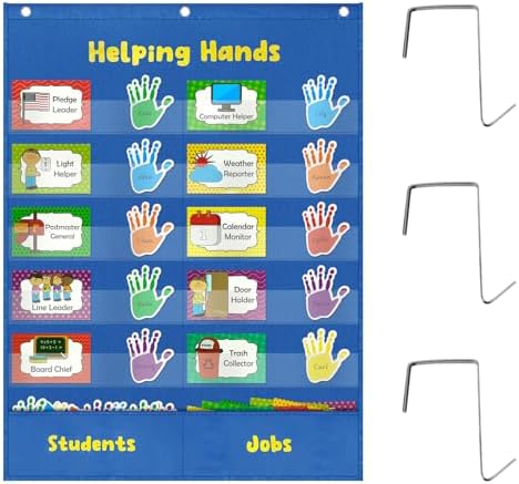 Amazon.com: Helping Hands Pocket Chart, Classroom Jobs Chart and ...