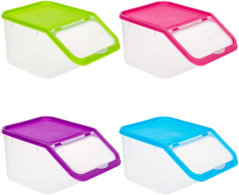 Invero® 4x Set of Kitchen Dry Food Storage Plastic Tub Containers with ...