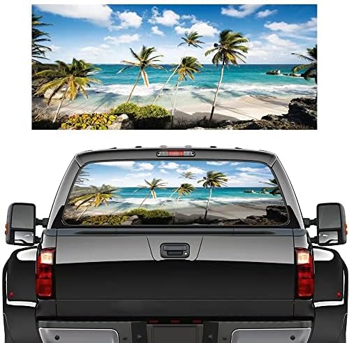 Amazon.com - Sea Beach Truck Rear Window Decals,Beach Palm Tree Pickup ...