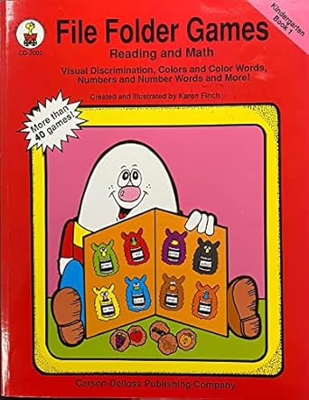 File Folder Games Reading And Math: Kindergarten Book 1: Karen Finch ...