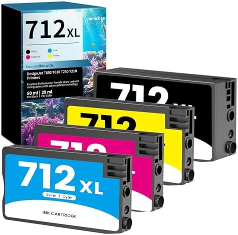 Amazon.com: 712XL Ink Cartridges 5-Pack Remanufactured 712 Ink Cartridge 80ml Replacement for ...