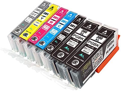 Amazon.co.jp: CANON (キヤノン) 381 380顔料 6色+BK=7本セット (380大容量)【 BCI-380XL 顔料PGBK×2】+【 BCI-381 BK/C/M ...