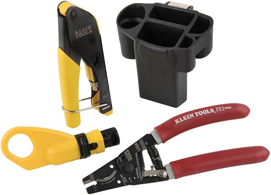 Klein Tools VDV011-852 Coax Installation Kit in Molded Hip Pouch has Crimper, Radial Stripper ...