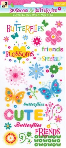 Amazon.com: DCWV Glitter Rub-Ons, Blossom and Butterflies Sayings