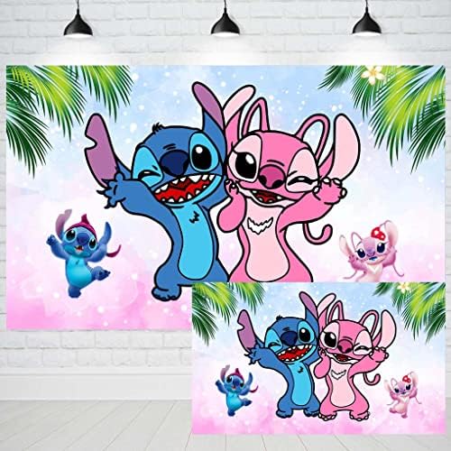 Amazon.com : Stitch and Angel Gender Reveal Backdrop for Baby Shower ...