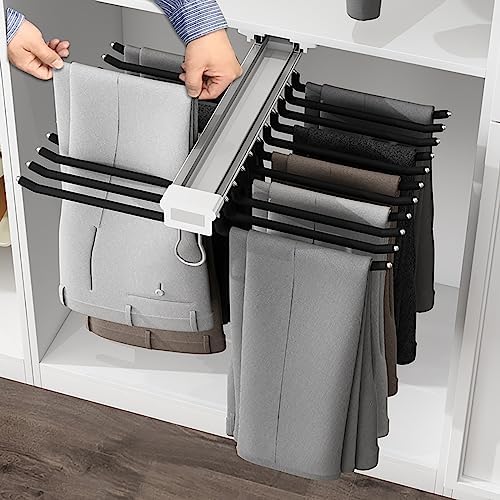 Amazon.com: Pull Out Trousers Rack 22 Arms Steel Retractable Closet ...